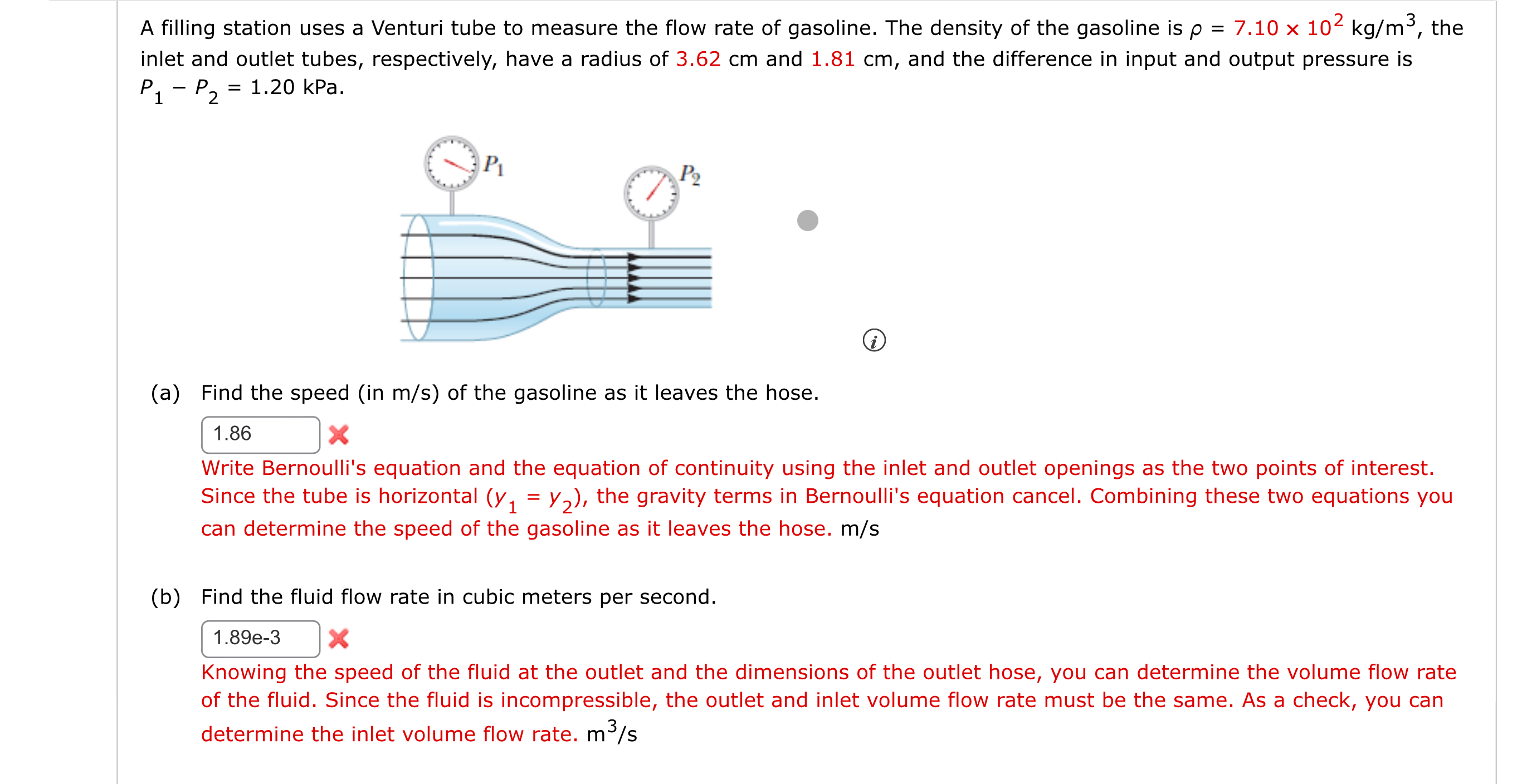Solved A filling station uses a Venturi tube to measure the | Chegg.com