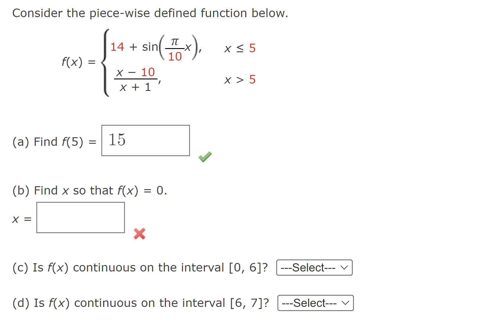 Solved Consider the piece-wise defined function below. | Chegg.com