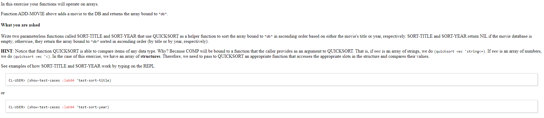 Solved Use below for the question please. (defstruct movie | Chegg.com