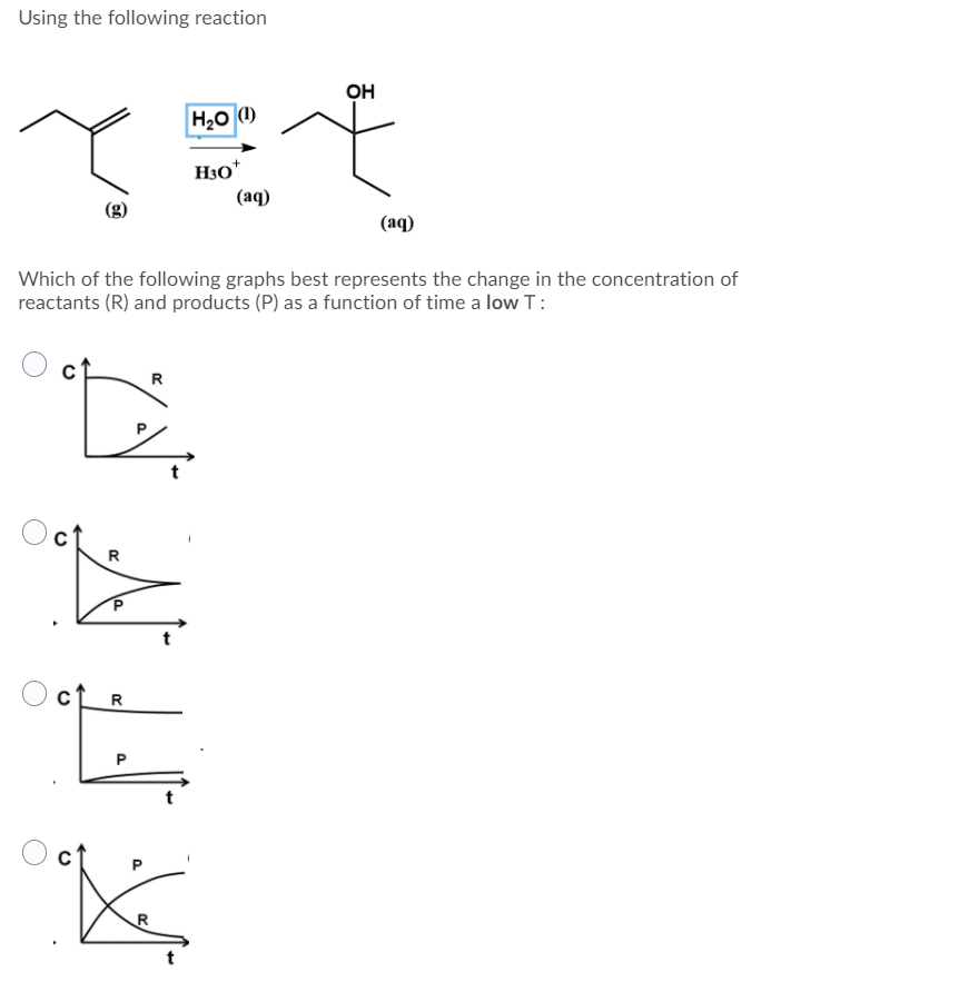 Solved Using the following reaction OH H20 (1) H30 (aq) (aq) | Chegg.com