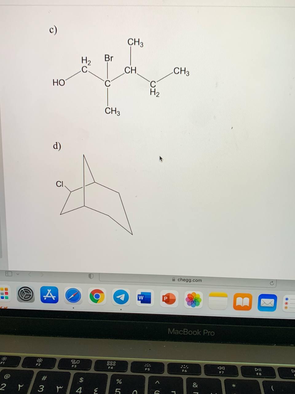 Solved c) CH3 H2 Br CH CH3 HO H2 CH3 d) chegg.com w MacBook | Chegg.com