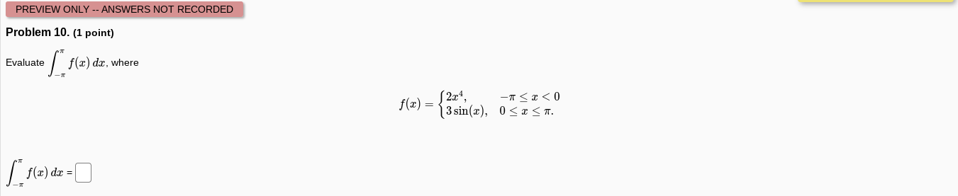 Solved PREVIEW ONLY -- ANSWERS NOT RECORDED Problem 10. (1 | Chegg.com