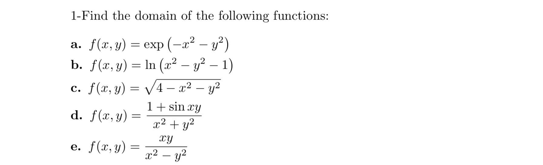Solved 1-Find the domain of ﻿the following | Chegg.com
