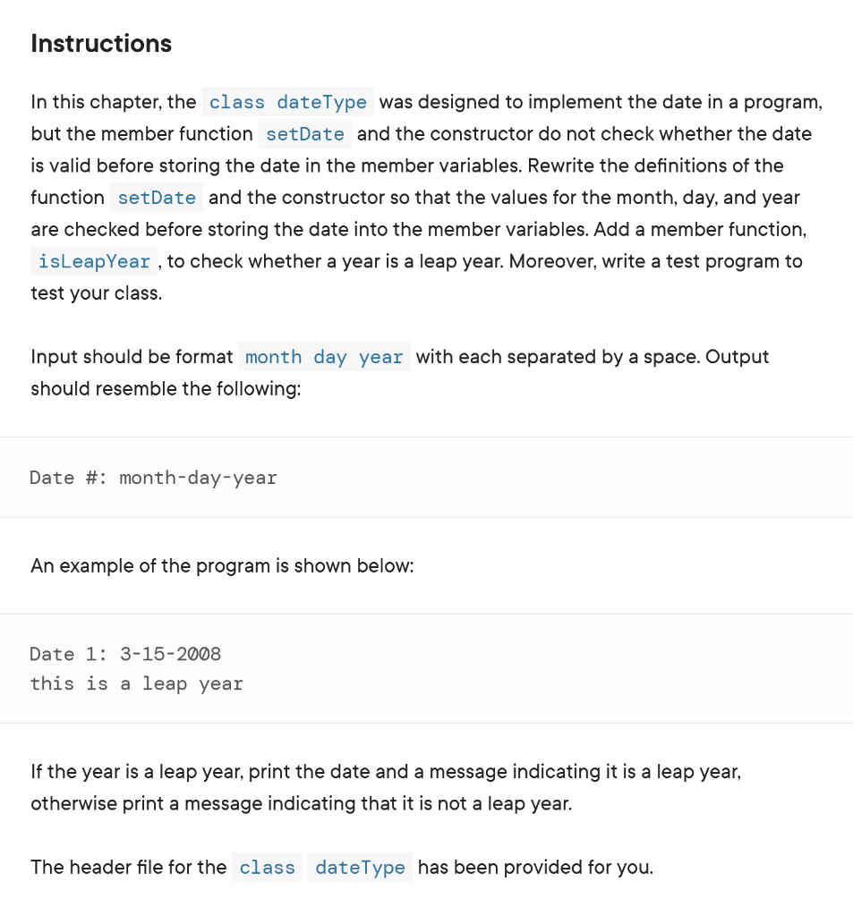 Solved Datatypeh Ifndef Dateh Define Dateh Class 