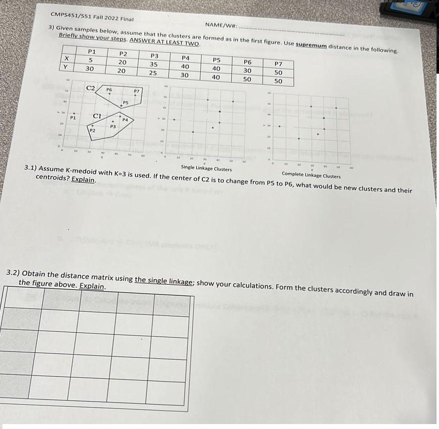 Solved 3) Given samples below, assume that the clusters are | Chegg.com