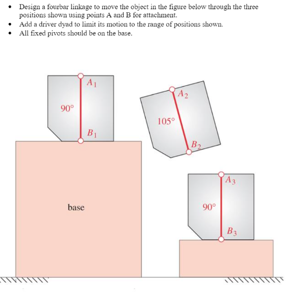 Solved • Design a fourbar linkage to move the object in the | Chegg.com