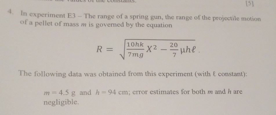[5] 4. In experiment E3 - The range of a spring gun, | Chegg.com