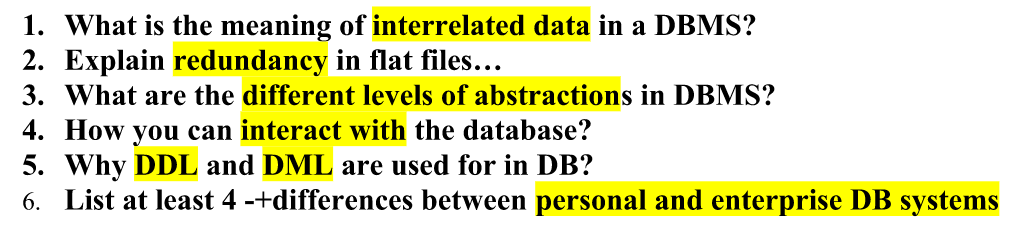 Solved 1. What is the meaning of interrelated data in a | Chegg.com