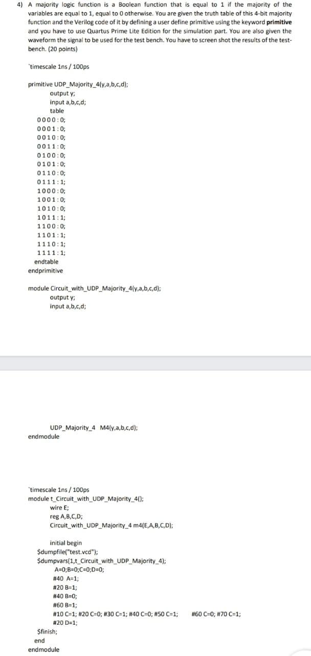 Solved 4 A Majority Logic Function Is A Boolean Function 8391