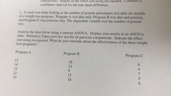 Solved conclusions Report on the effect size using | Chegg.com