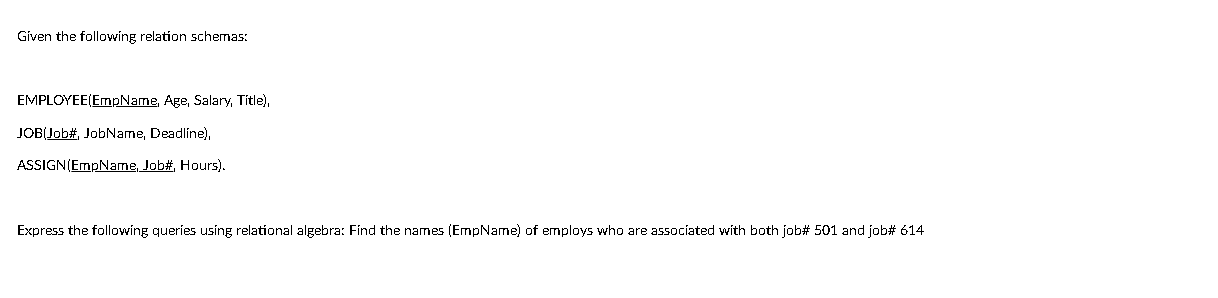 Solved Given the following relation schemas: | Chegg.com