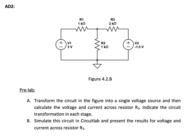 Solved AD2: V3 9V (+1 R1 1 ΚΩ R2 2.2 ko + R3 3 kg V2 -2.5 V | Chegg.com