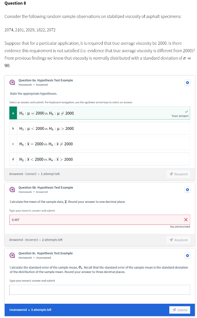 Solved Question 8 Consider the following random sample | Chegg.com