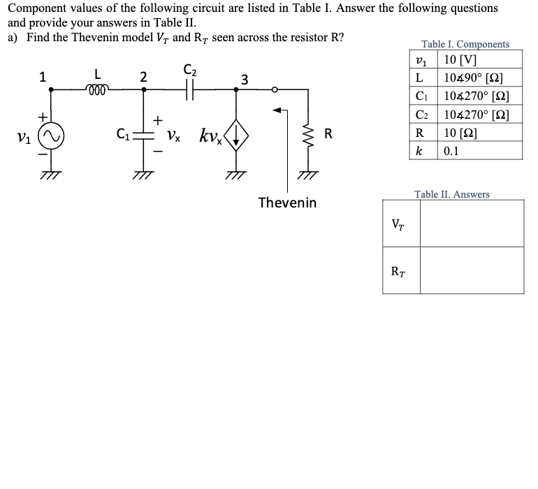 Solved Component values of the following circuit are listed | Chegg.com