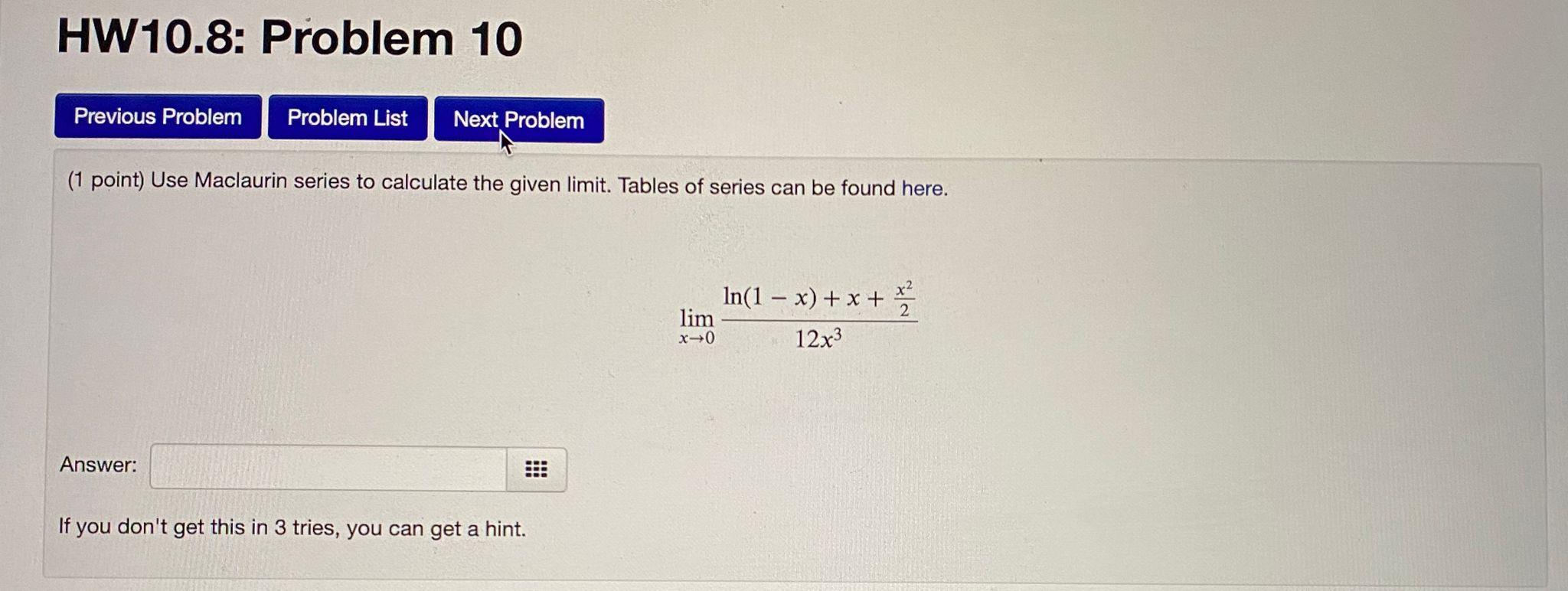 Solved HW10.8: Problem 10 Previous Problem Problem List Next | Chegg.com