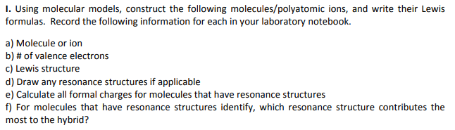 Solved 1. Using molecular models, construct the following | Chegg.com