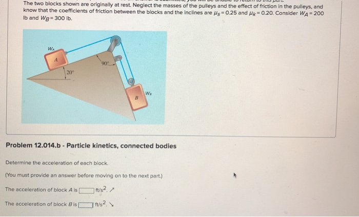 Solved The two blocks shown are originally at rest. Neglect | Chegg.com