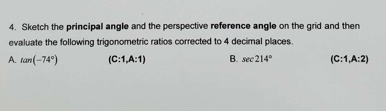 Solved 4. Sketch the principal angle and the perspective | Chegg.com