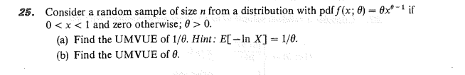 Solved 25. Consider a random sample of size n from a | Chegg.com