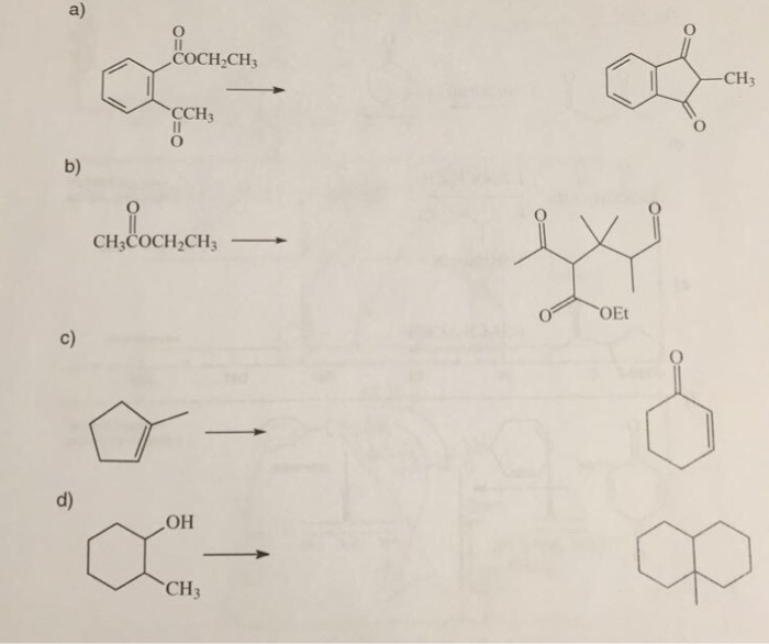 Solved a) COCH CH3 CH3 CCH CH3COCH CH3 OEt c) d) он CH3 | Chegg.com