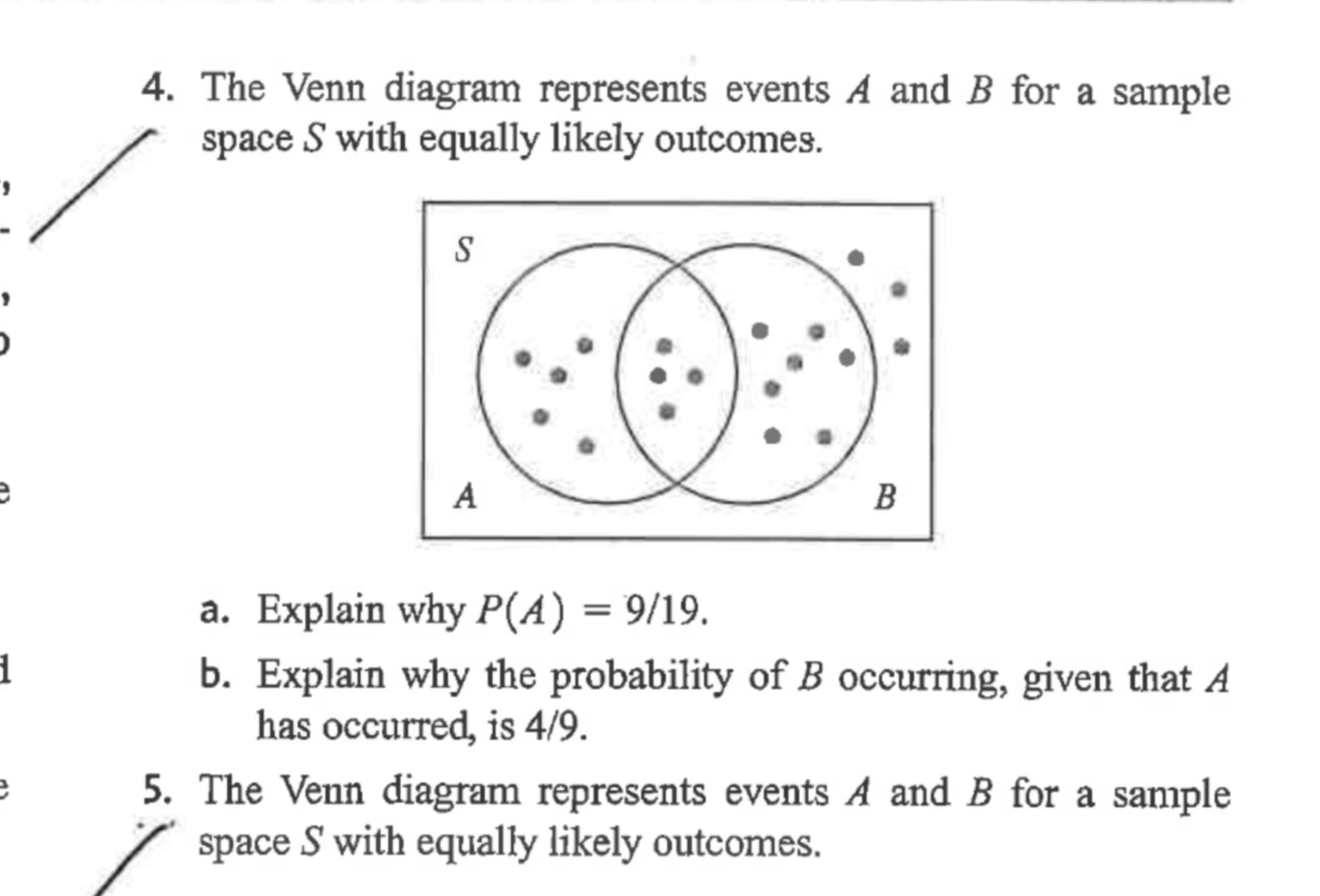 Solved The Venn diagram represents events A and B ﻿for a | Chegg.com