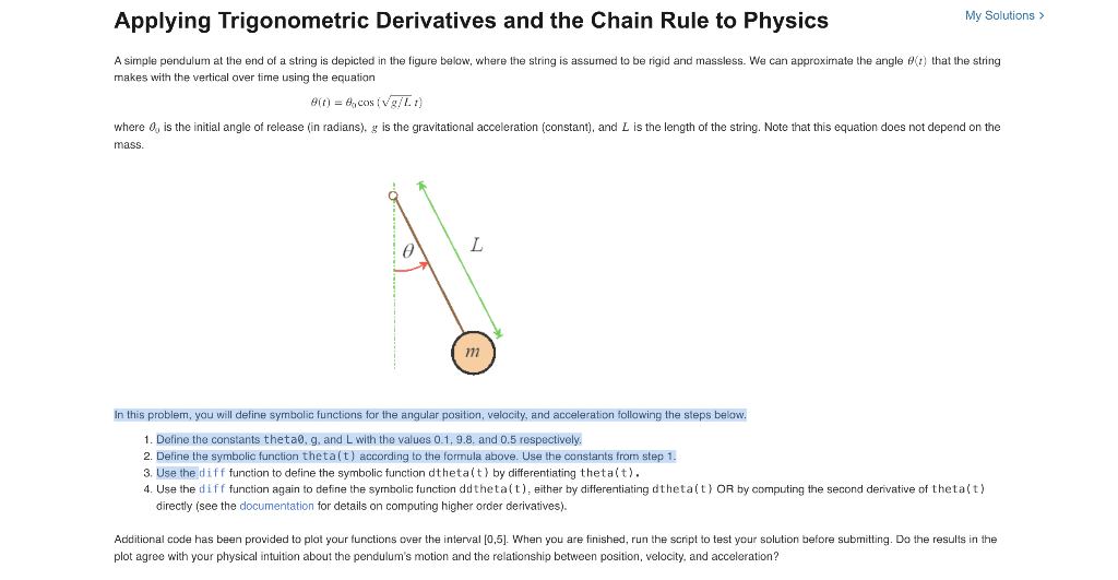 Solved Applying Trigonometric Derivatives and the Chain Rule | Chegg.com
