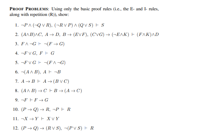 Solved PROOF PROBLEMS: Using only the basic proof rules | Chegg.com