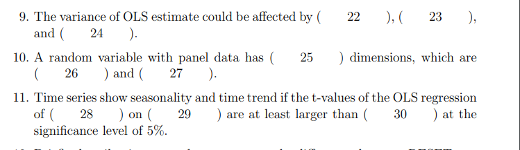 22 9. The variance of OLS estimate could be affected | Chegg.com