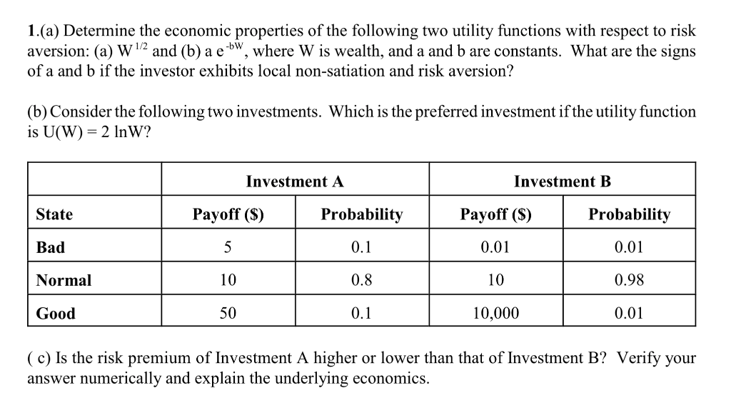 Solved 1.(a) Determine the economic properties of the | Chegg.com
