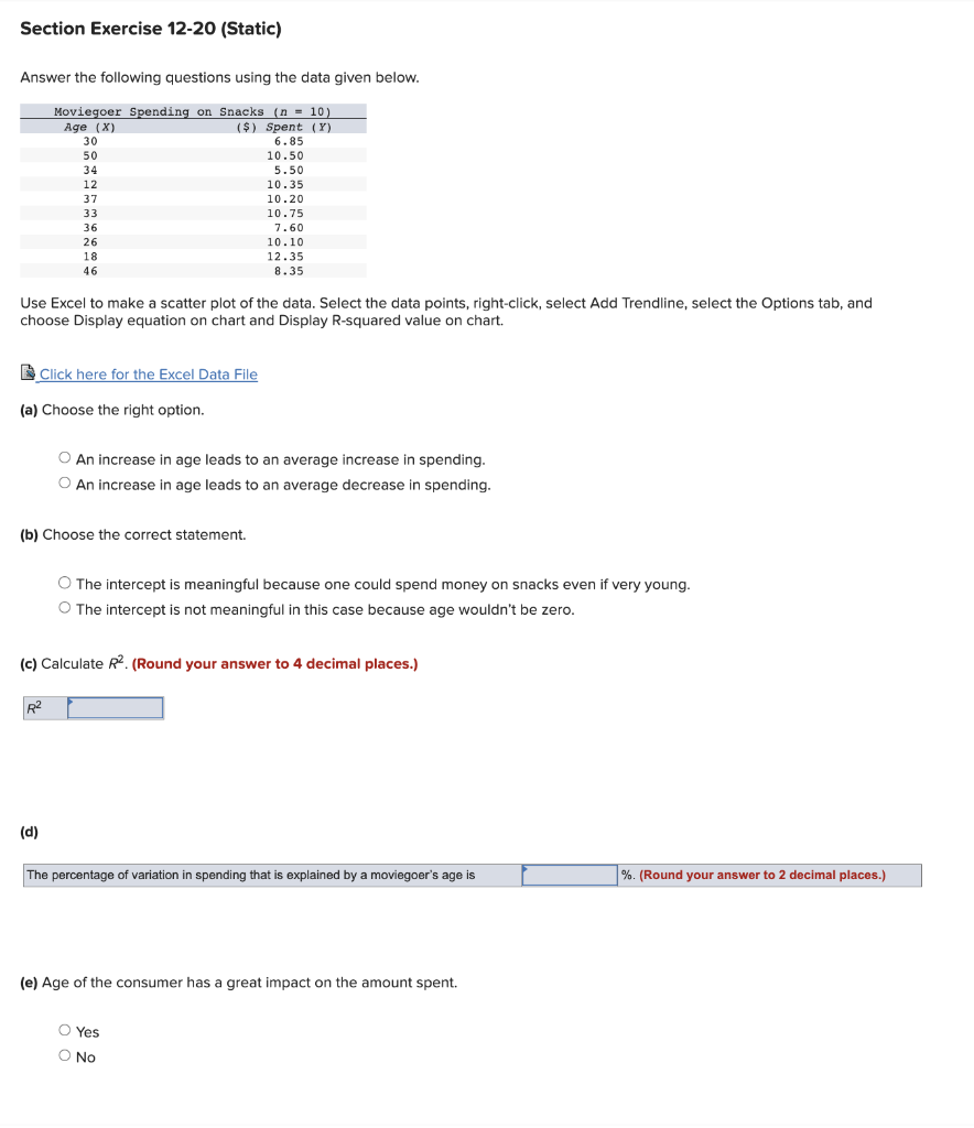 Solved Section Exercise 12-20 (Static) Answer the following | Chegg.com