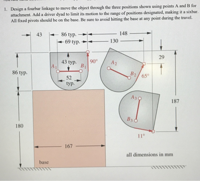 Solved 1. Design a fourbar linkage to move the object | Chegg.com