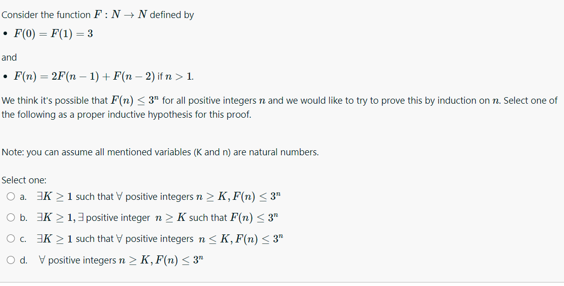 Solved Consider the function F:N + N defined by • F(0) = | Chegg.com