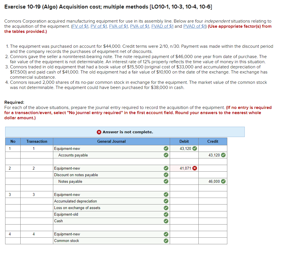 Solved Exercise 10-19 (Algo) Acquisition cost; multiple | Chegg.com