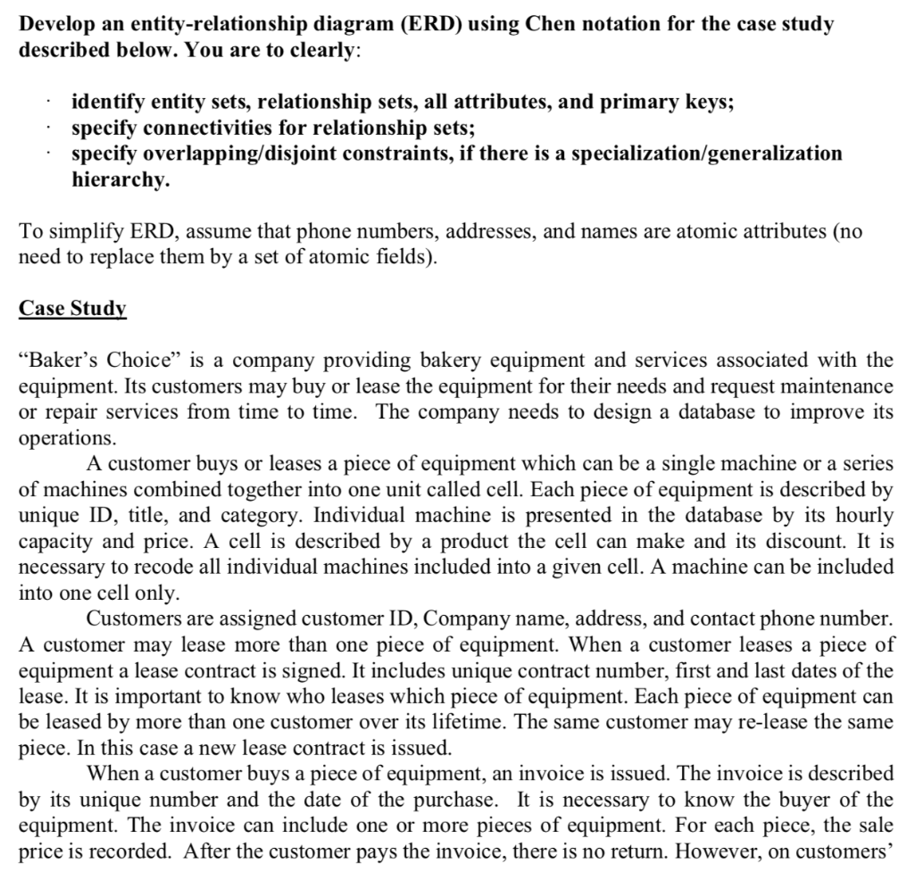Solved Develop an entity-relationship diagram (ERD) using | Chegg.com