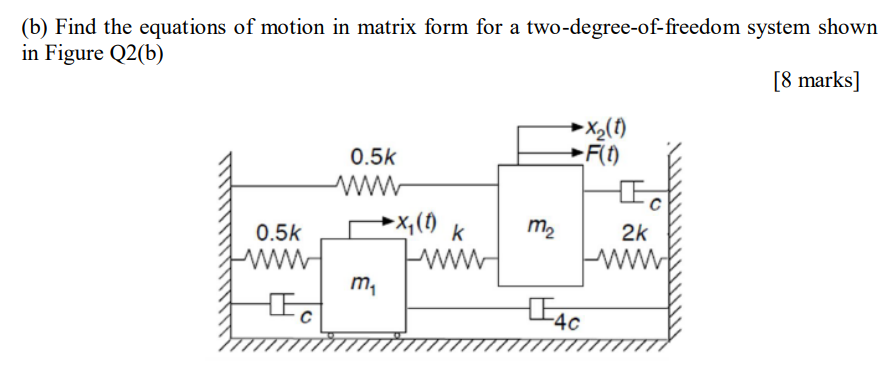 Solved (b) Find the equations of motion in matrix form for a | Chegg.com
