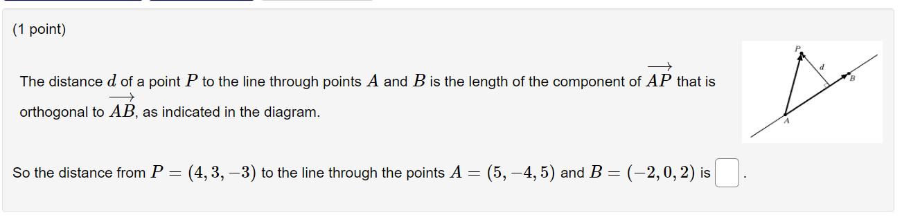 Solved The distance d of a point P to the line through | Chegg.com