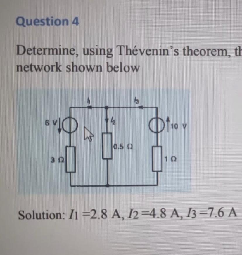 Solved Using Thevenin’s Theorem, determine the currents I1, | Chegg.com