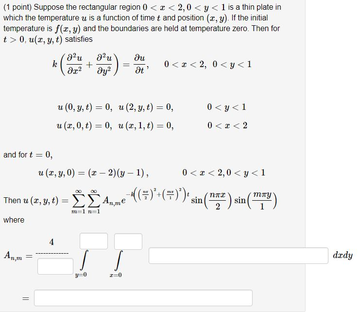 Solved (1 point) Suppose the rectangular region 0