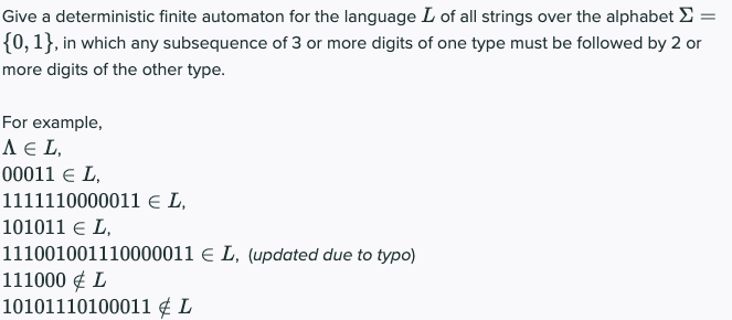 Solved Give a deterministic finite automaton for the | Chegg.com