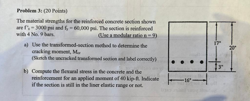 Solved The material strengths for the reinforced concrete | Chegg.com