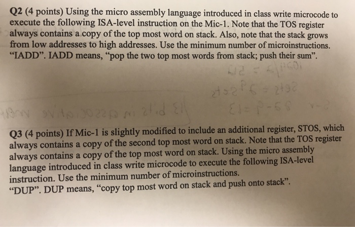 Solved Q2 (4 points) Using the micro assembly language | Chegg.com
