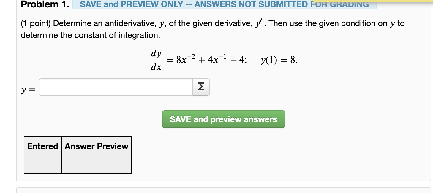 Solved Problem 1. SAVE and PREVIEW ONLY -- ANSWERS NOT | Chegg.com