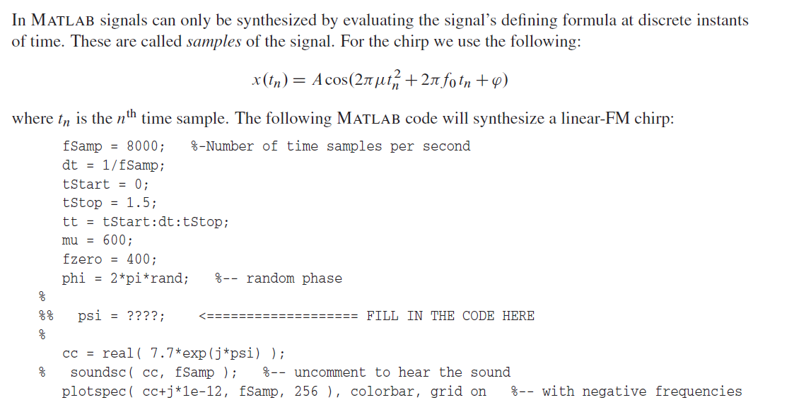 Solved 22 spectrogram For Chirp Signals Sampling Issues