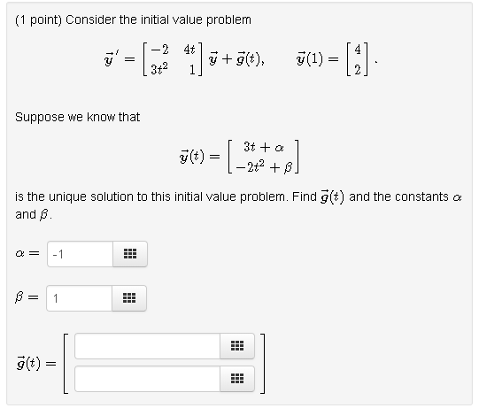 Solved (1 point) Consider the initial value problem 3t2 1 | Chegg.com