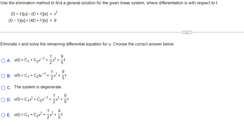 Solved Use the elimination method to find a general solution | Chegg.com