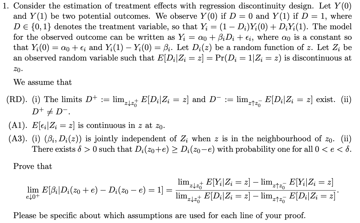 7 = 1. Consider the estimation of treatment effects | Chegg.com