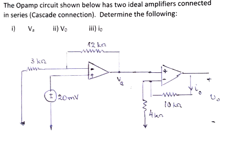 Solved The Opamp circuit shown below has two ideal | Chegg.com