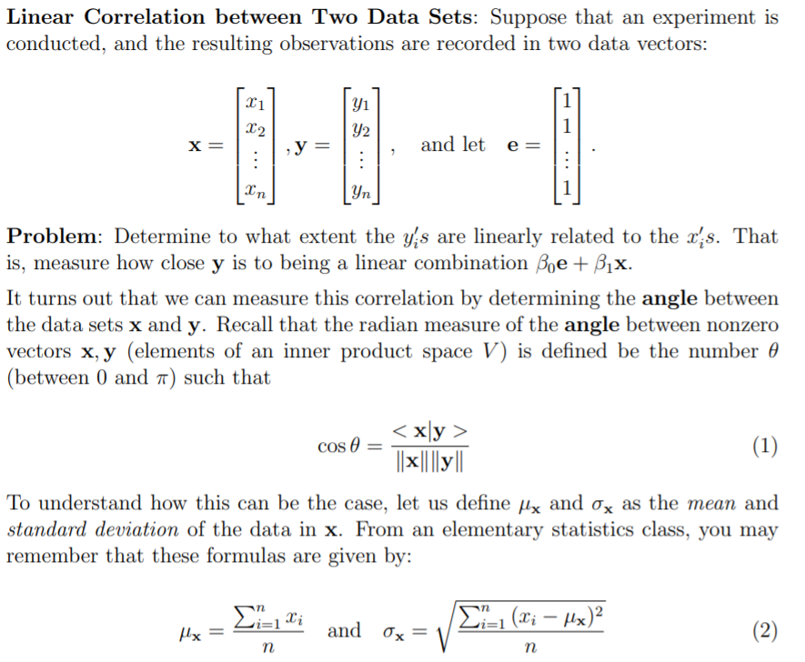 Solved Linear Correlation between Two Data Sets: Suppose | Chegg.com
