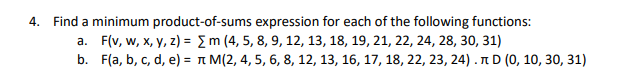 Solved Find a minimum product-of-sums expression for each of | Chegg.com