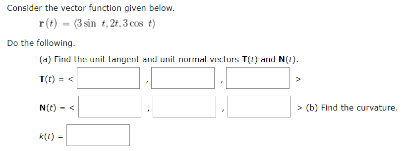 Solved Consider the vector function given below. r(t) = (3 | Chegg.com
